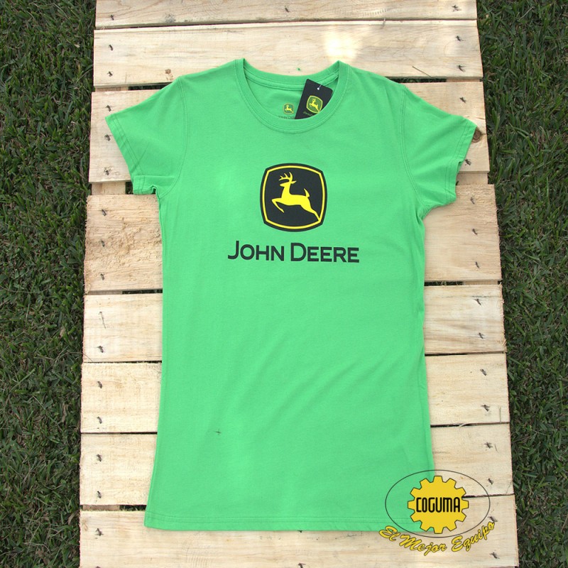 BLUSA COLOR VERDE LIMON, LOGOTIPO NEGRO Y AMARILLO, JOHN DEERE